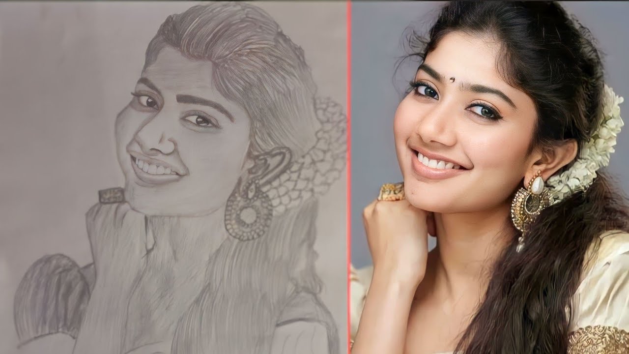 Actress Sai Pallavi Pencil Drawing Video || How to Draw || Live Art ...
