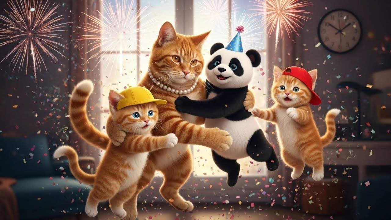 Adorable Ginger Kitten Enjoys New Year’s Eve Fireworks with Mama Cat 🎆🐱 ...