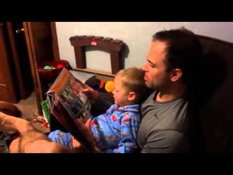 Drew "reading" Goodnight Football book - YouTube