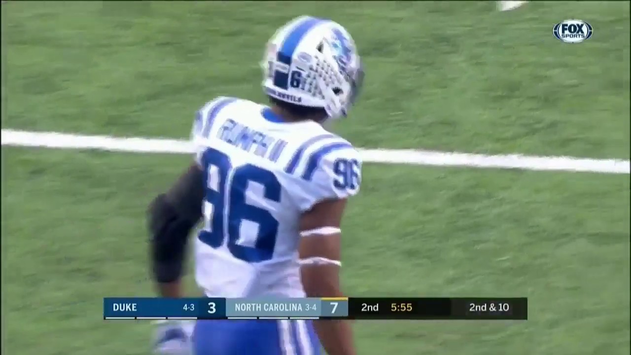 Chris Rumph II (Duke DE/LB) UNC Game Highlights - YouTube