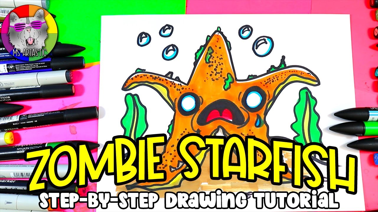 Draw a Zombie Starfish! Zombie Starfish Drawing Tutorial Art Lesson for ...