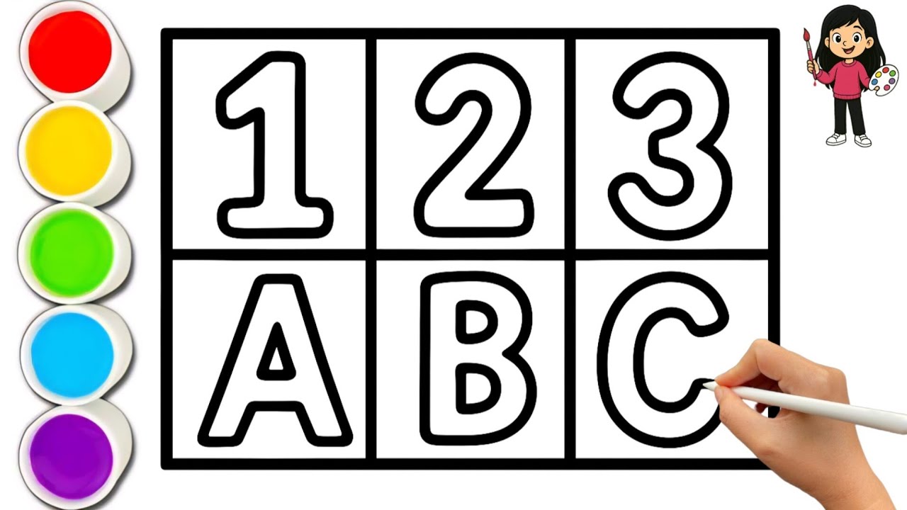 How to Draw 123 Numbers and ABC Alphabets with Rainbow Colors for Kids ...