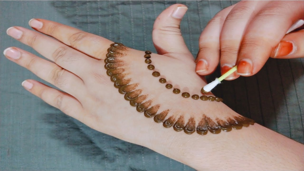 Easy Simple Mehndi Design Back Hand | New Cotton Bud Mehndi Design ...