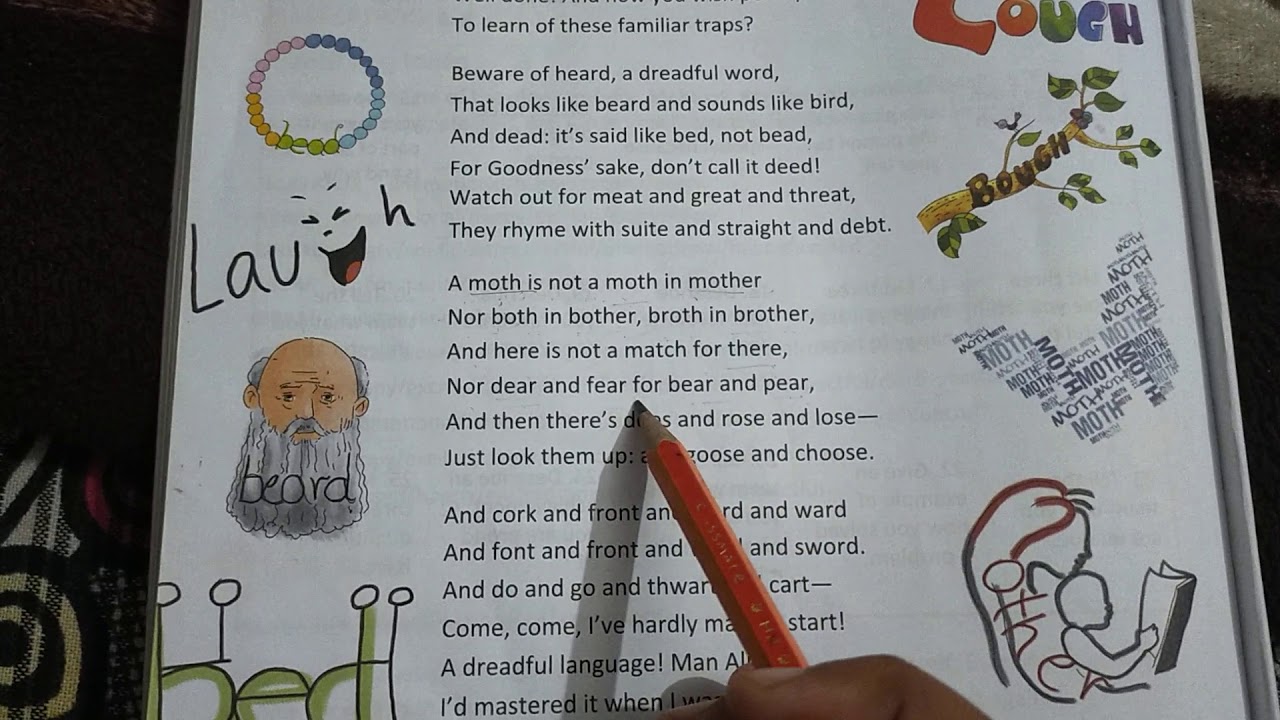 Class5th,Poem -hints on pronunciation for Foreigners by Mrs Pawan ...