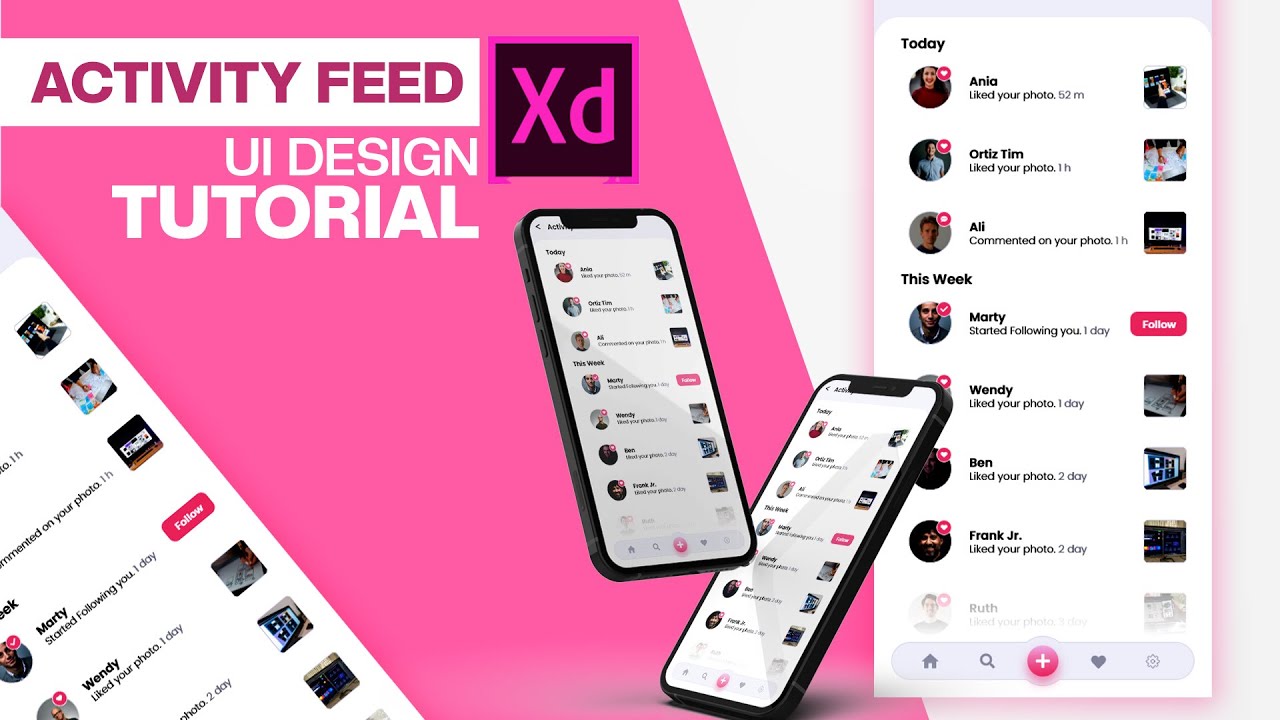 UI Design Tutorial | Activity Feed | Step by step | Adobe XD Tutorial ...