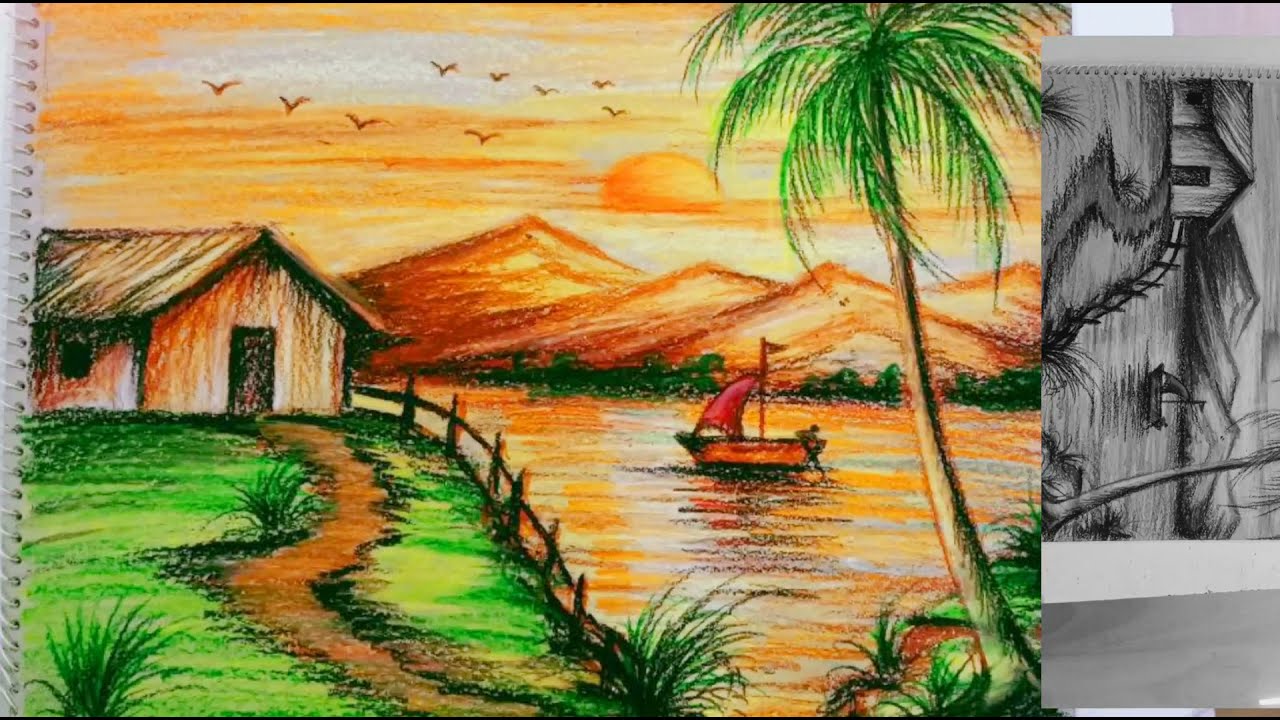 easy oil pastel drawing - YouTube