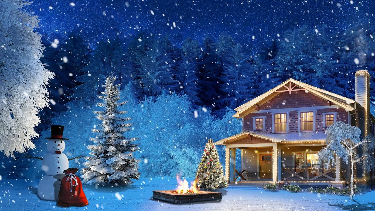 Christmas Ambience | Cozy Winter Ambience | Gentle Snowfall & Fireplace ...