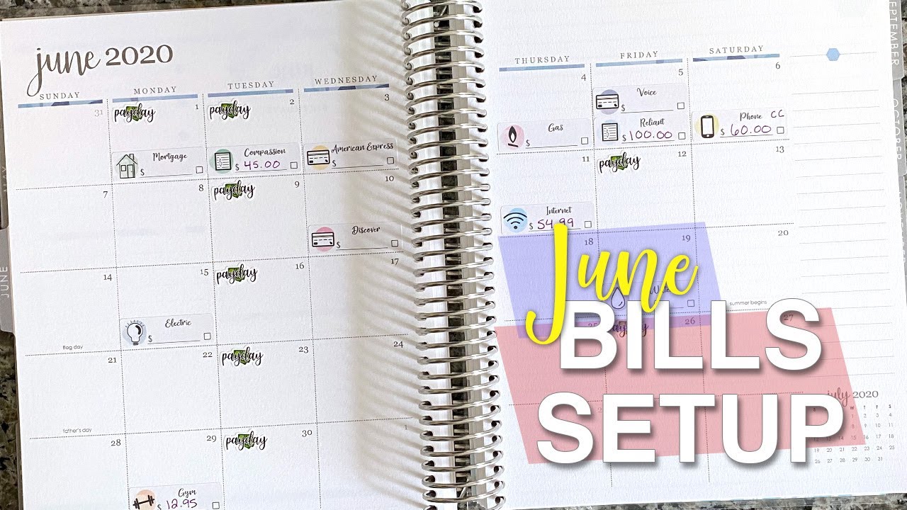June Bills Setup :: Etsy Stickers :: Budget Planner - YouTube