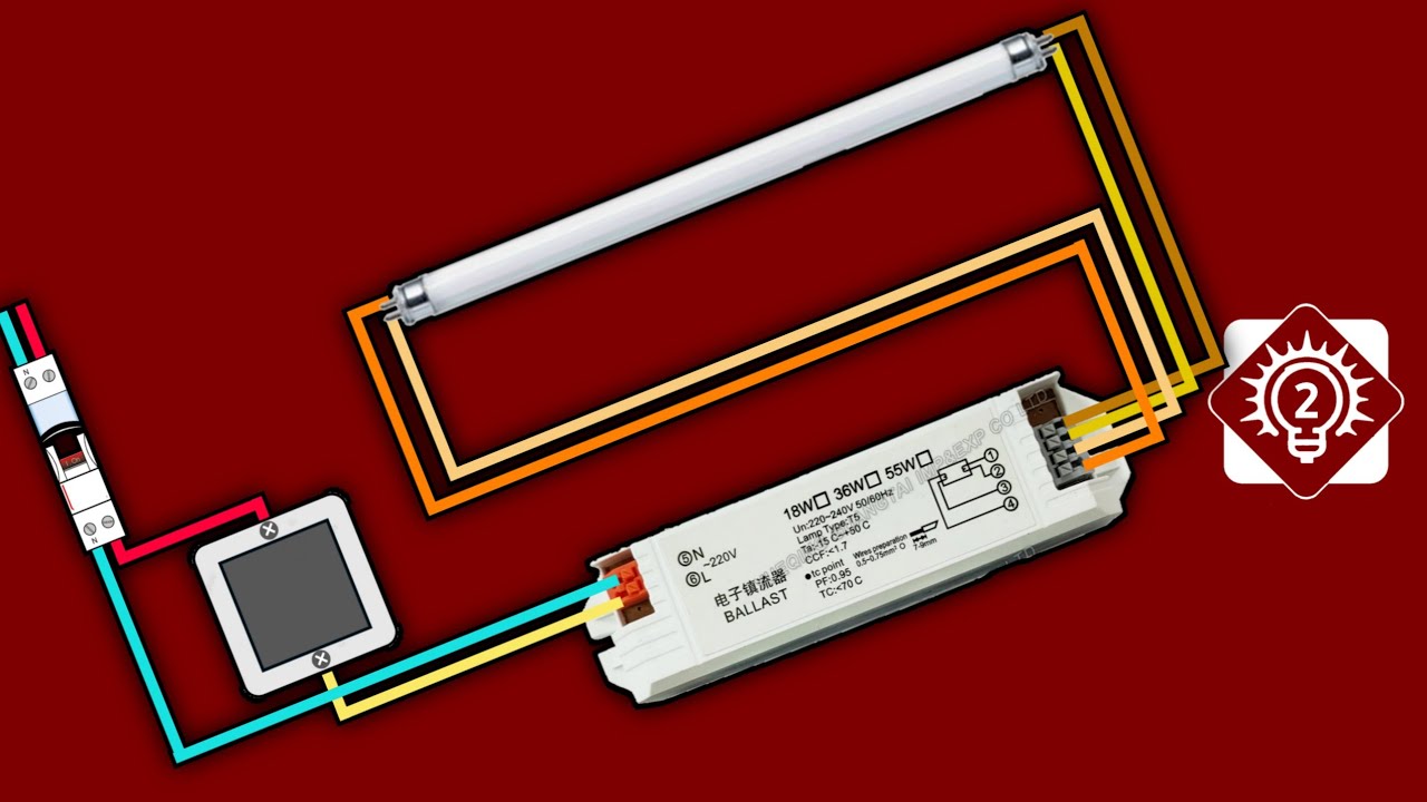 How to Wire an Electronic Ballast for a Single Fluorescent Tube - YouTube