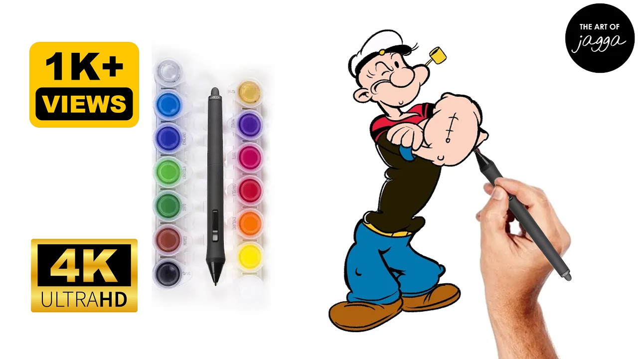 How to Draw Popeye | Cartoon characters Drawing | Easy step by Step ...