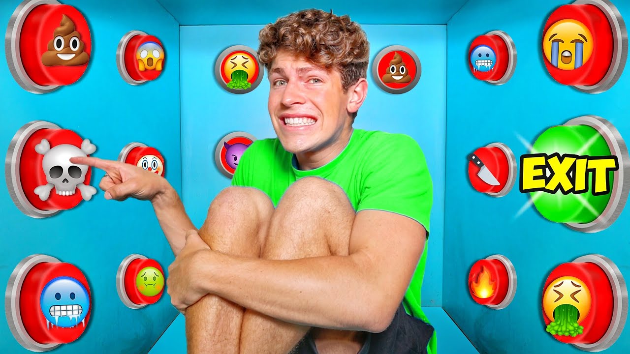 100 Mystery Buttons.. Only 1 Will Let you ESCAPE this Box! - YouTube