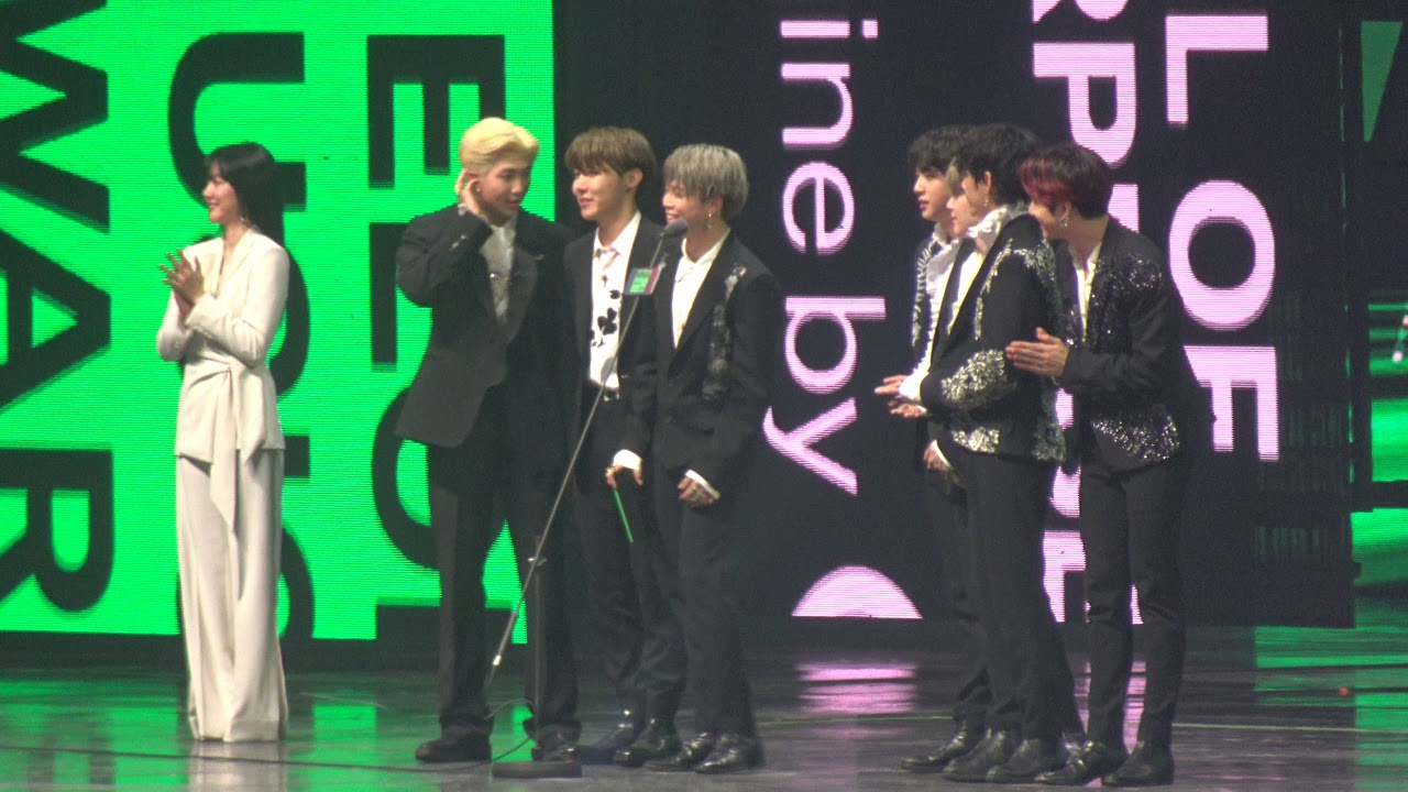 191130 MMA BTS 올해의 앨범 수상소감 - YouTube