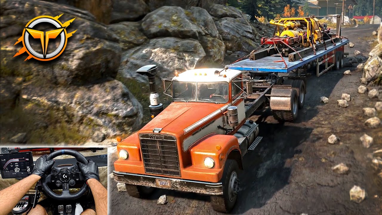 Snowrunner: Heavy Oil Rig Drill Delivery Steering Wheel Gameplay | The ...