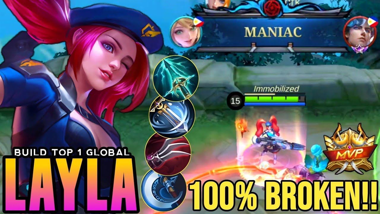 LAYLA MANIAC!! INSANE ONE HIT DMAGE BUILD (pls try) - BUILD TOP GLOBAL ...
