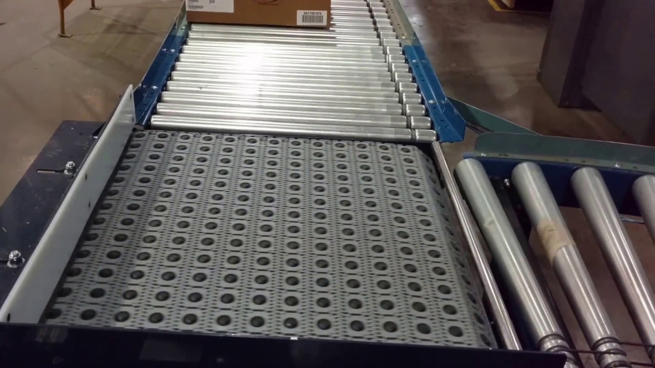 90 degree conveyor right angle ARB Intralox transfer test - YouTube