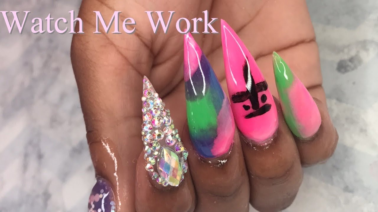 Watch Me Work | Colored Acrylic Fill In | Showing My Mistakes - YouTube