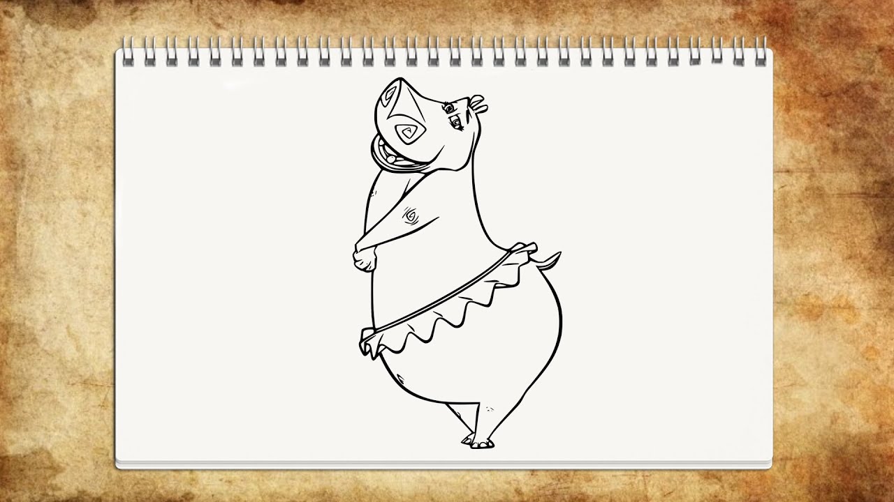 How to easily draw Gloria the Hippo Madagascar - YouTube