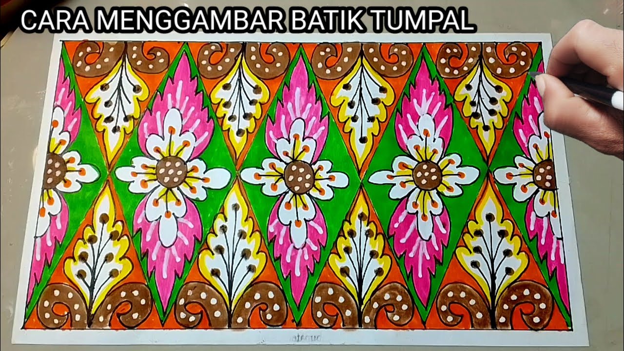 CARA MENGGAMBAR BATIK TUMPAL CIRI KHAS BATIK BETAWI. - YouTube