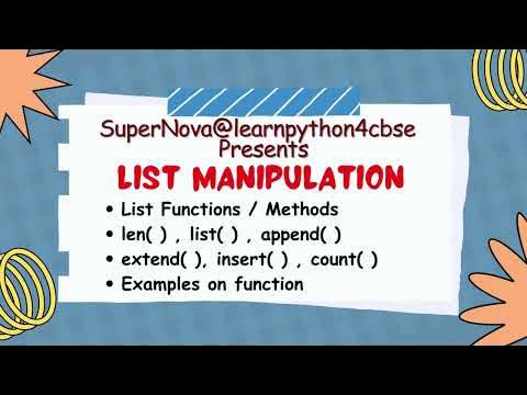 Class 11 CBSE | List Manipulation in Python| | List Functions | List ...
