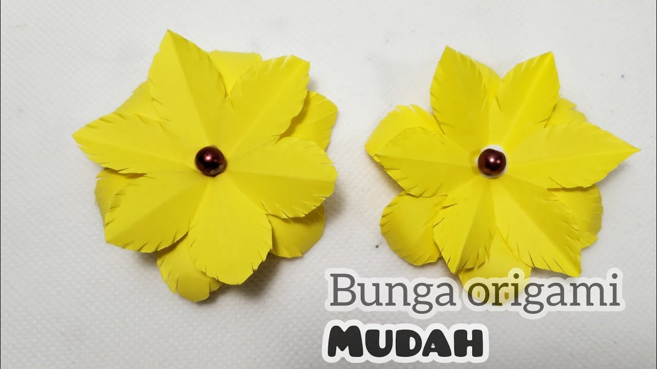 cara membuat bunga dari kertas origami |aplikasi bunga origami - YouTube