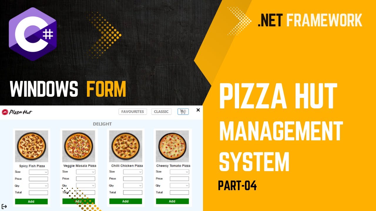C# Project | Windows Form with SQL | Pizza Hut Management System | Part ...