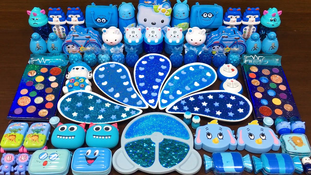 Blue Slime ! Mixing Random Things into GLOSSY Slime ! Satisfying Slime ...