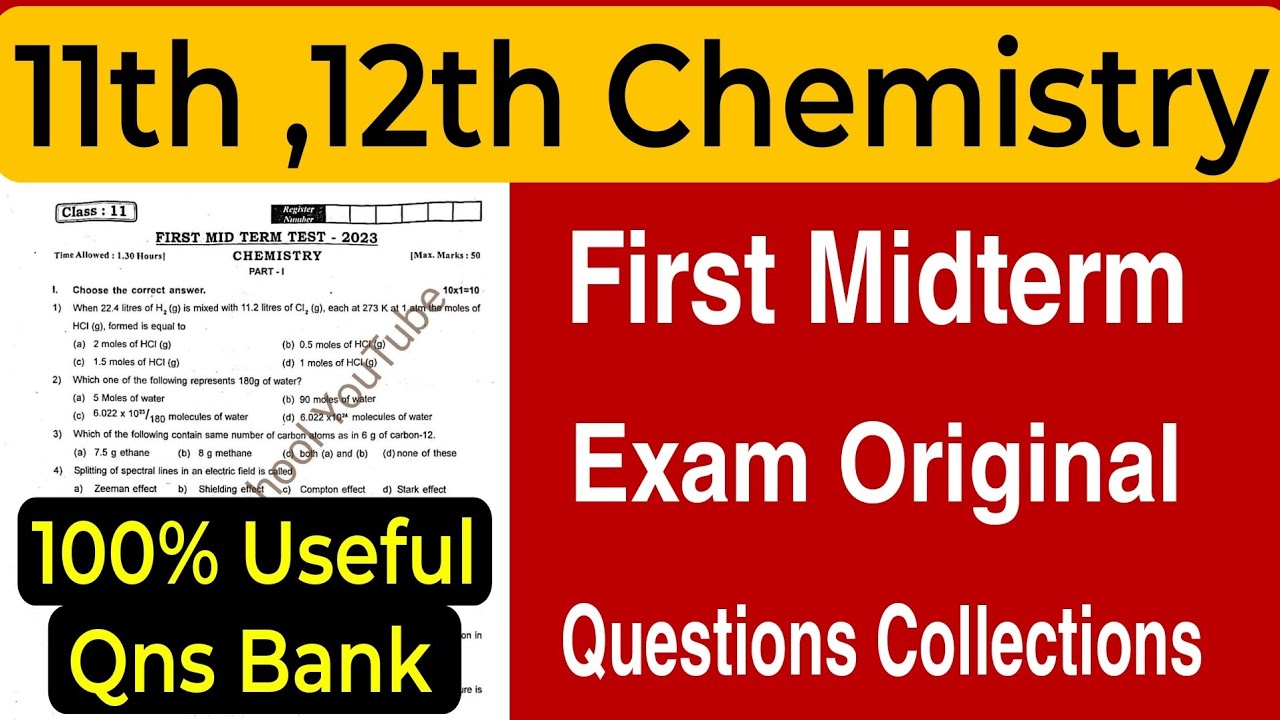 12th Chemistry First midterm 2024 Questions |11th Chemistry first ...