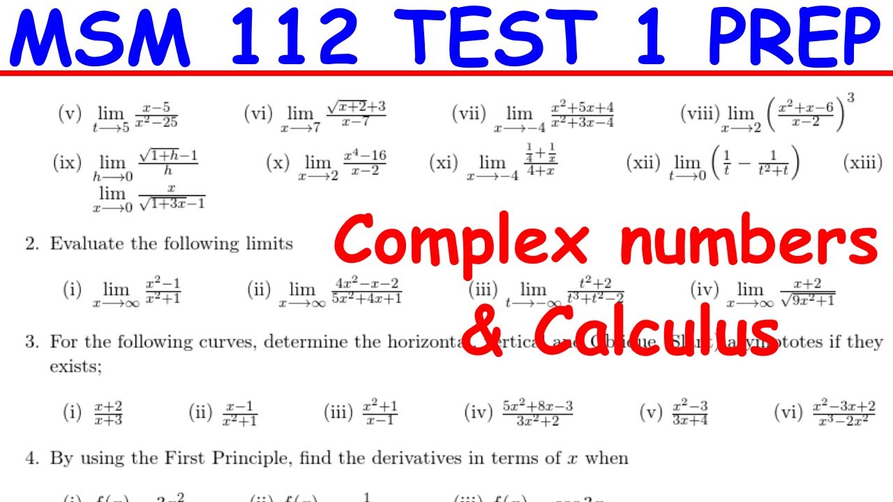 Complex Numbers & Differential Calculus Practice Questions - YouTube