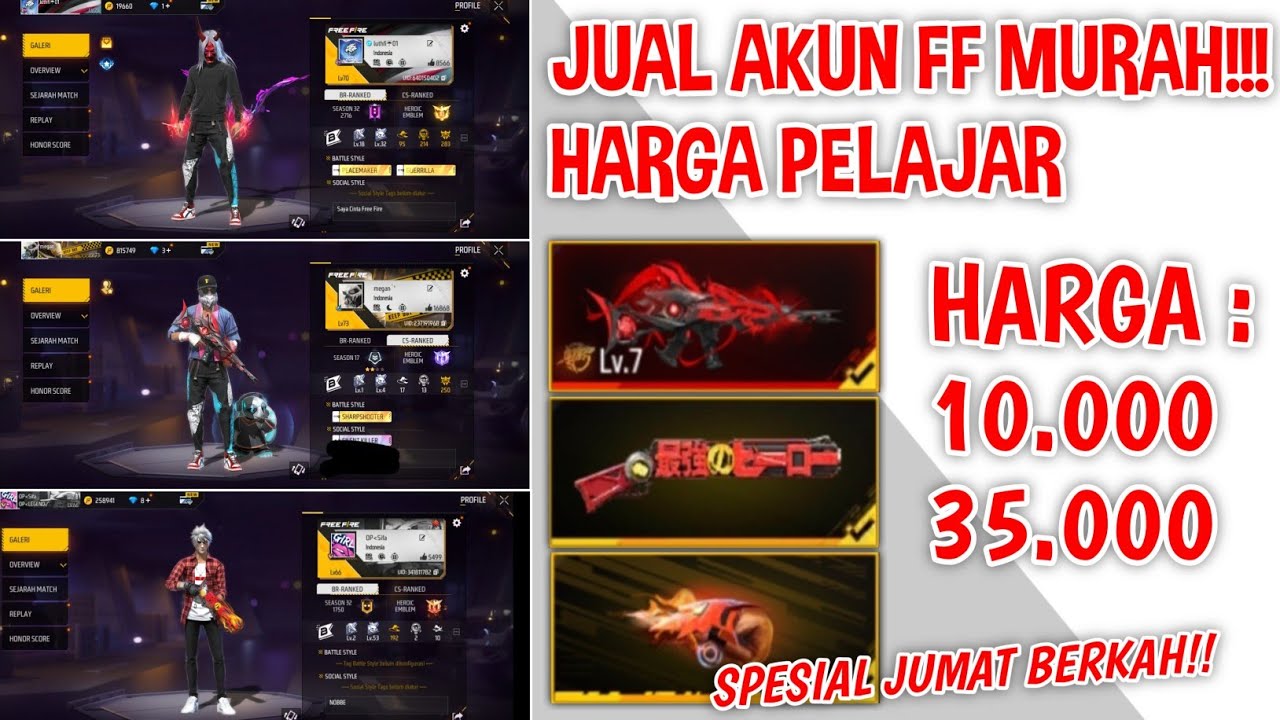 JUAL 2 FF SULTAN MURAH BISA VIA PULSA!!! ADA CELANA ANGGEL & BUNDLE OLD ...