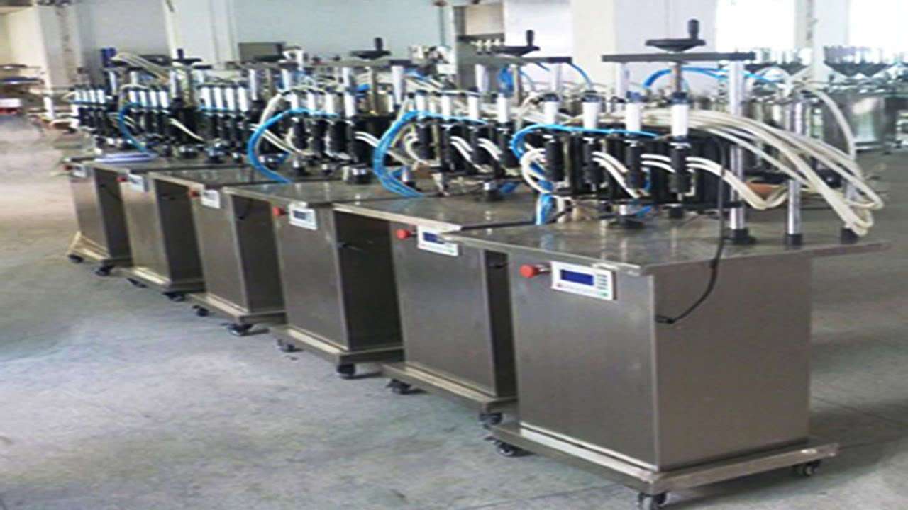 essential oil vacuum filling machine with 4 filler heads glass bottles ...