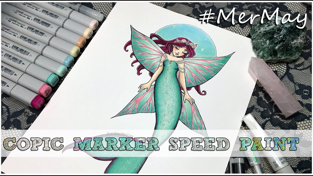Flying Fish Mermaid Copic Marker Drawing #mermay - YouTube