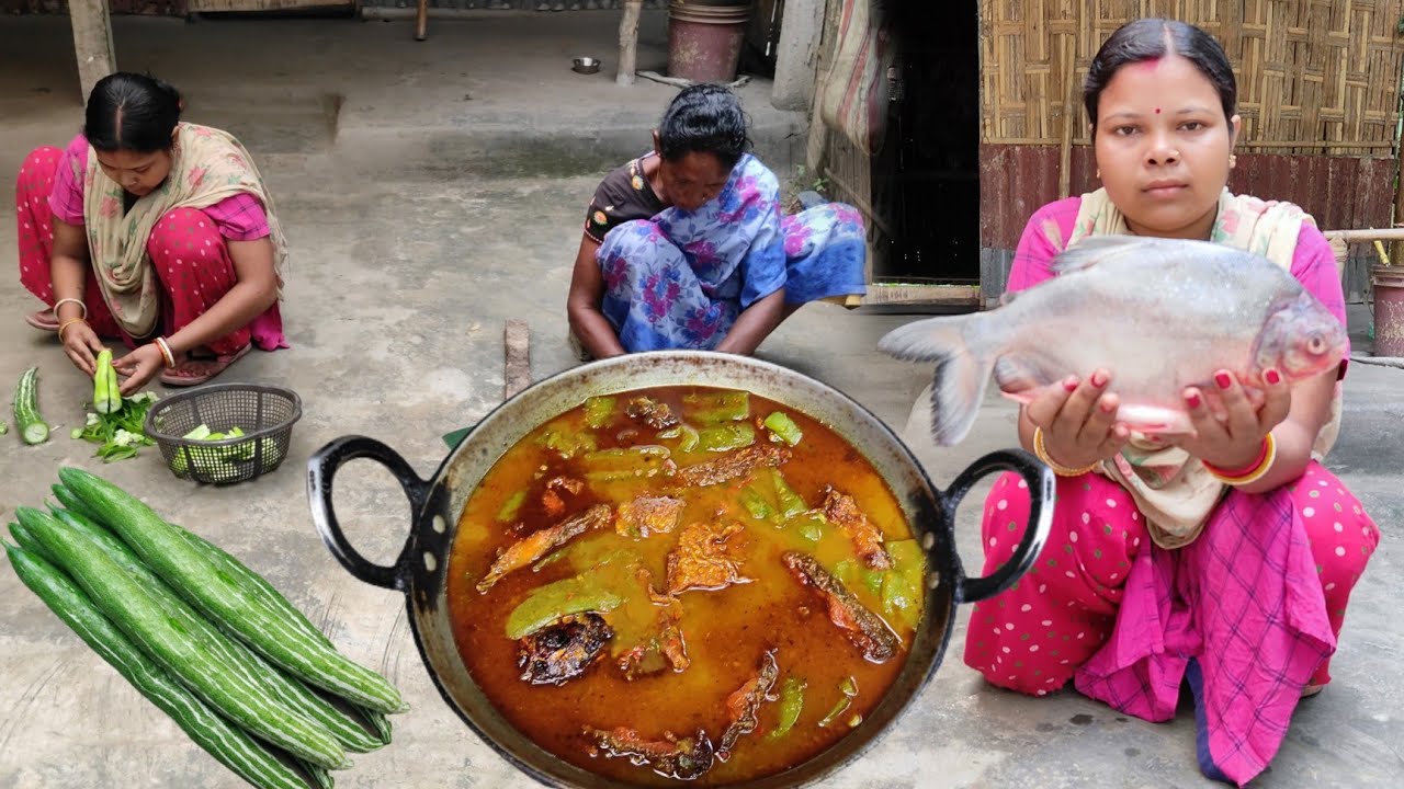 How tribe mother & daughter cooking Rupchand fish recipe with chichinga ...