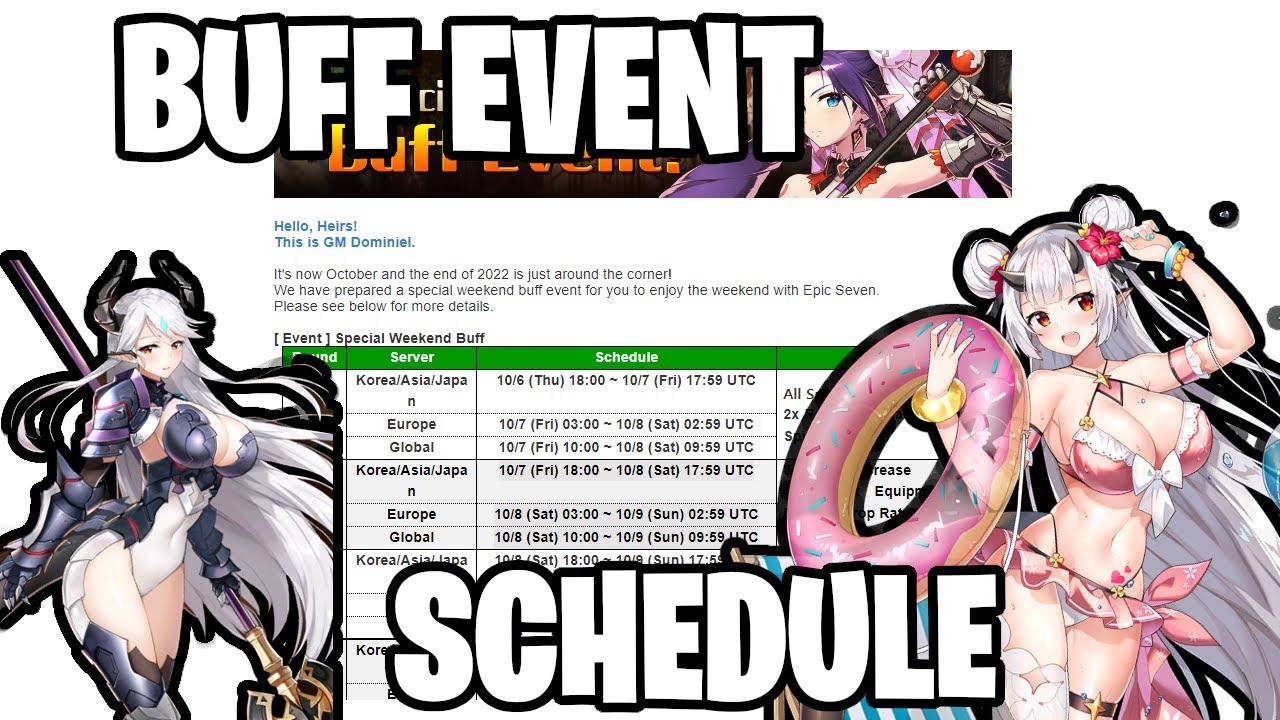 BUFF EVENT SCHEDULE! - Epic Seven - YouTube