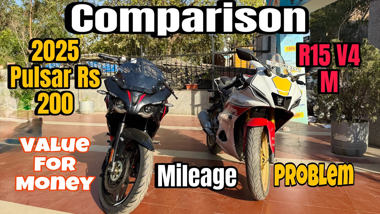 2025 Bajaj Pulsar Rs 200 Vs Yamaha R15 V4 M Comparison || Mileage Price ...