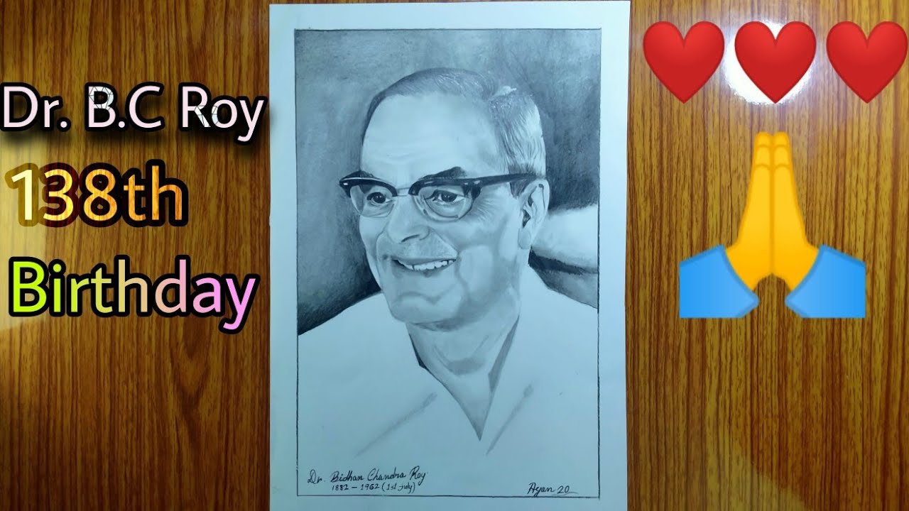 Dr. B.C Roy pencil sketch potrait/ Graphite pencil/ A4 size cartridge ...