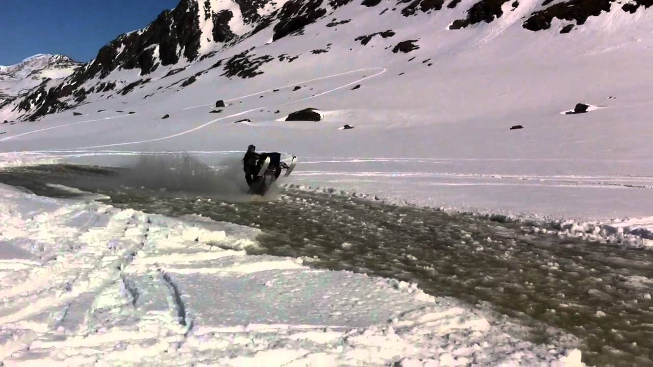 Snowmobile on water - YouTube