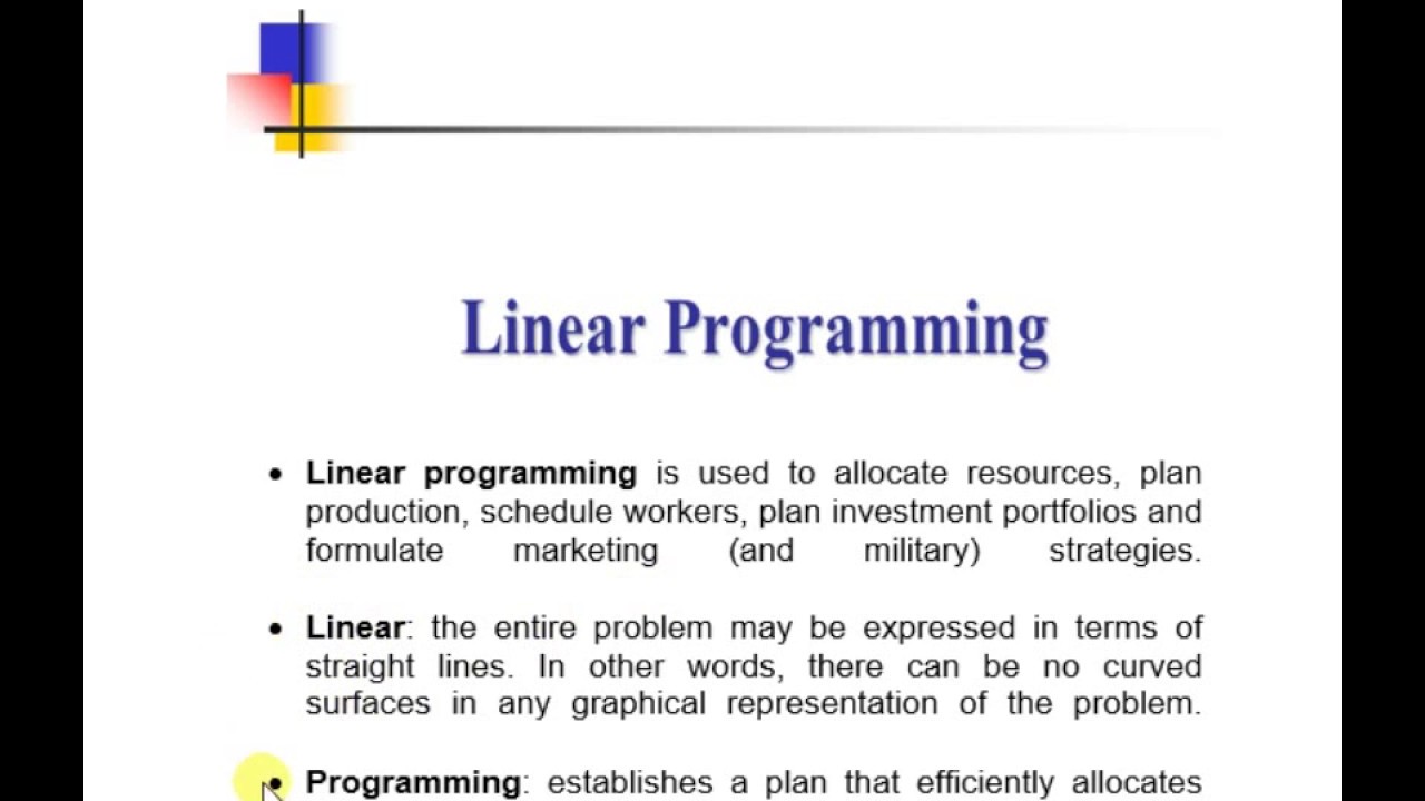 Linear Programming Part 1 Introduction And Initial Formulation Youtube