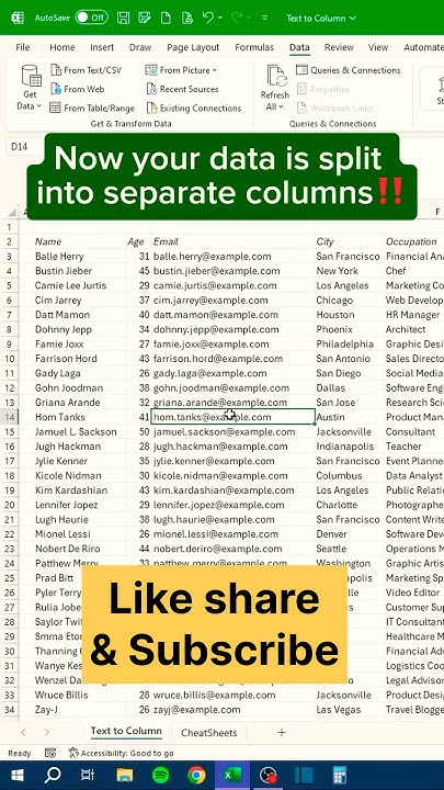 Text to Column in Excel ‼️ #shorts #computer #excel #exceltips - YouTube