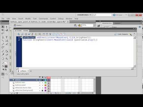 Flash, Actionscript Button To Animate Panel Of Other Buttons, Part 3 (Gotoandstop) - YouTube