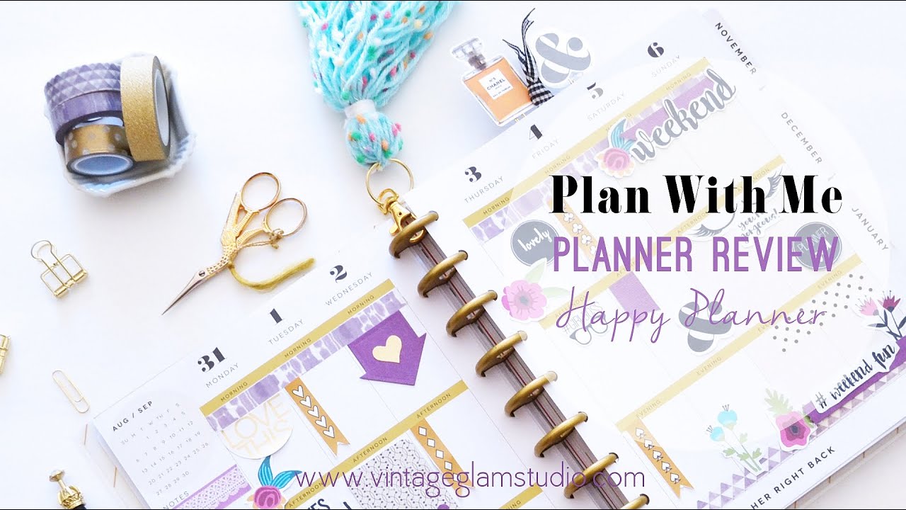 Happy Planner - Decor Review - Purple & Gold Theme - YouTube