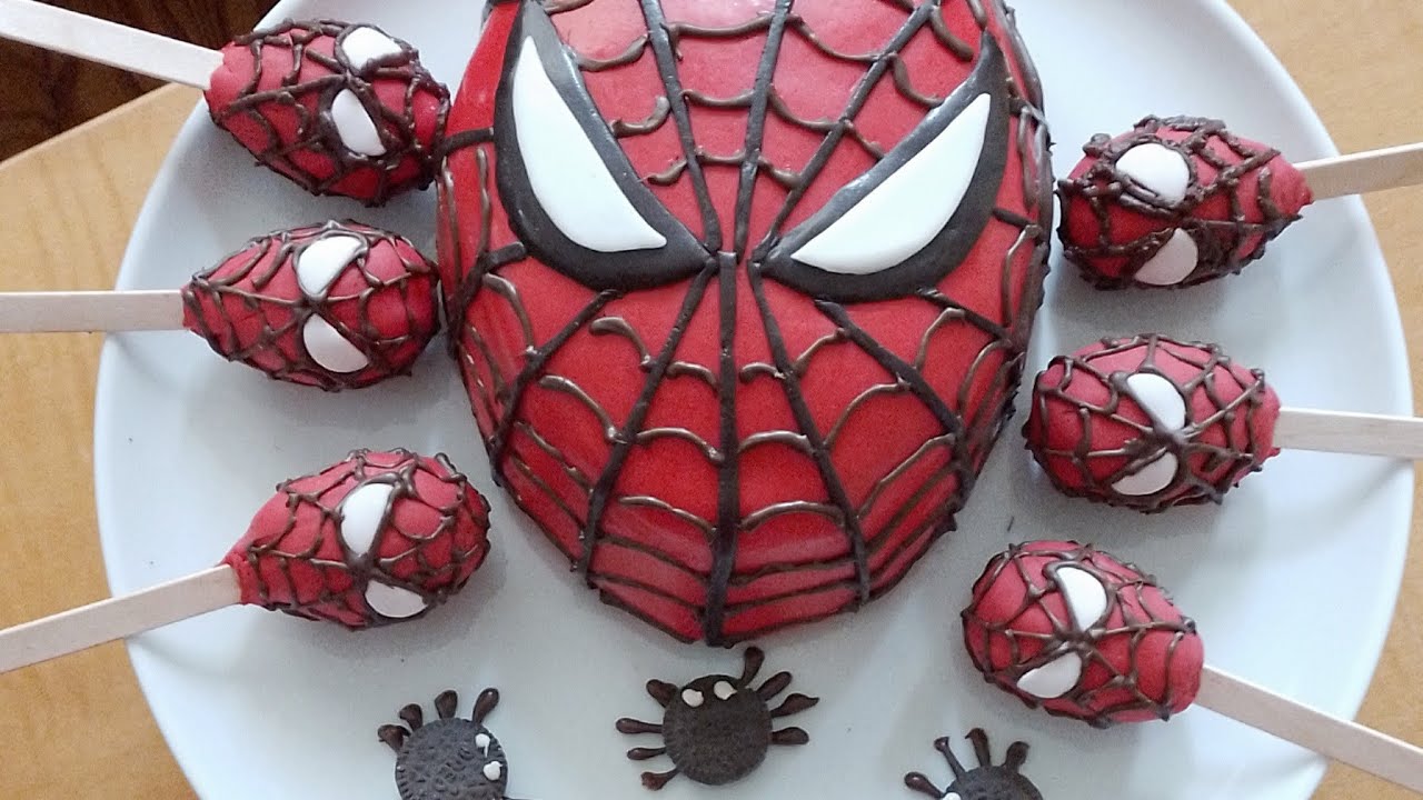 spider man cake with cake pops /easy methods / for spider man lovers ...