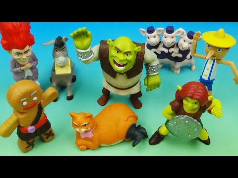2010 SHREK FOREVER AFTER set of 8 McDONALD'S HAPPY MEAL MOVIE COLLECTIBLES VIDEO REVIEW