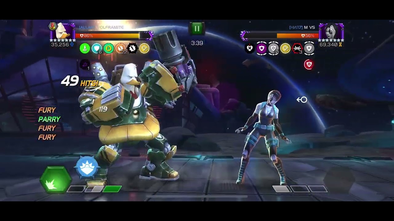 MCoC Howard the Duck vs Domino on node 5 (provocateur, ebb flow knock ...