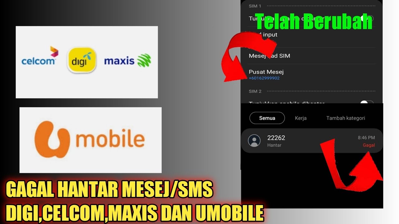 Gagal Hantar Mesej/Sms Digi,Celcom,Maxis Dan Umobile - YouTube