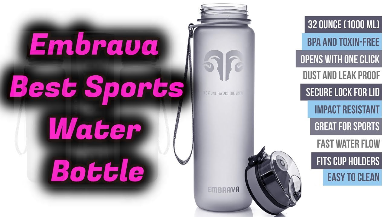 Embrava Best Sports Water Bottle - 32oz Large - Fast Flow, Flip Top ...
