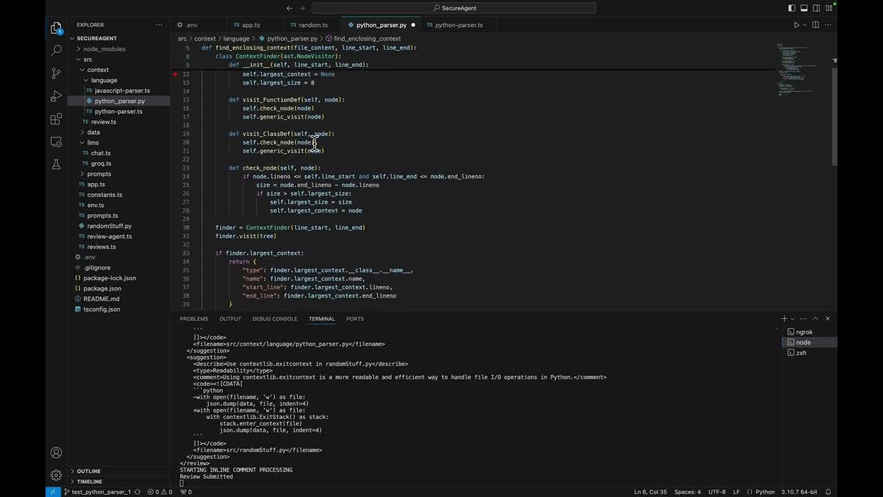 AI PR review agent python parser demo - YouTube