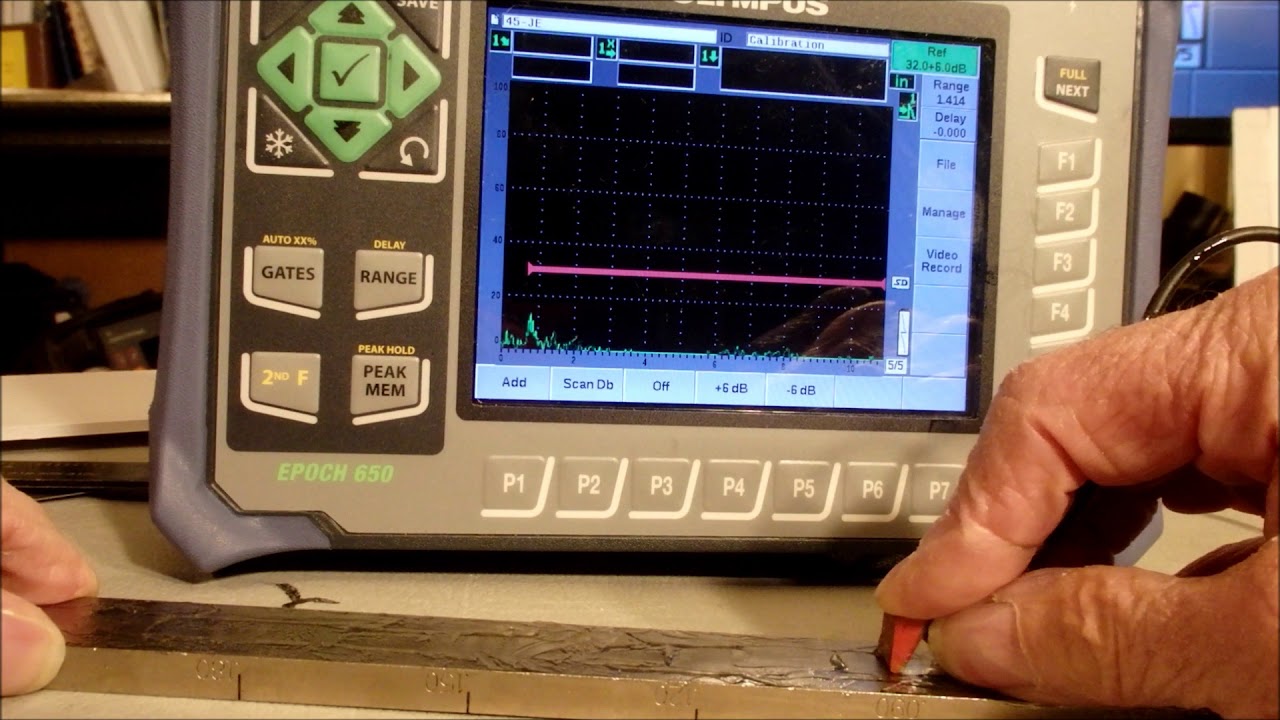 Ultrasonic 45 degree shear tip diffraction depth sizing - YouTube