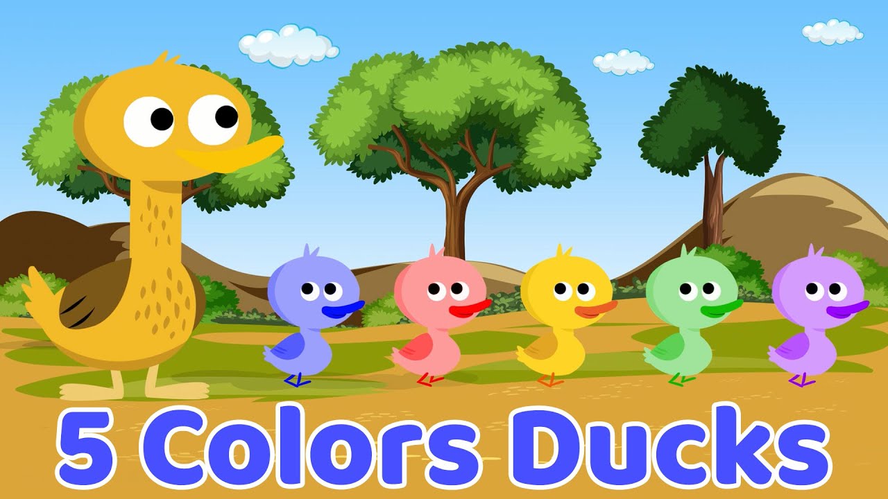 5 Little Ducks(Learn Colors Song) | Nursery Rhymes & Kids Songs Five ...