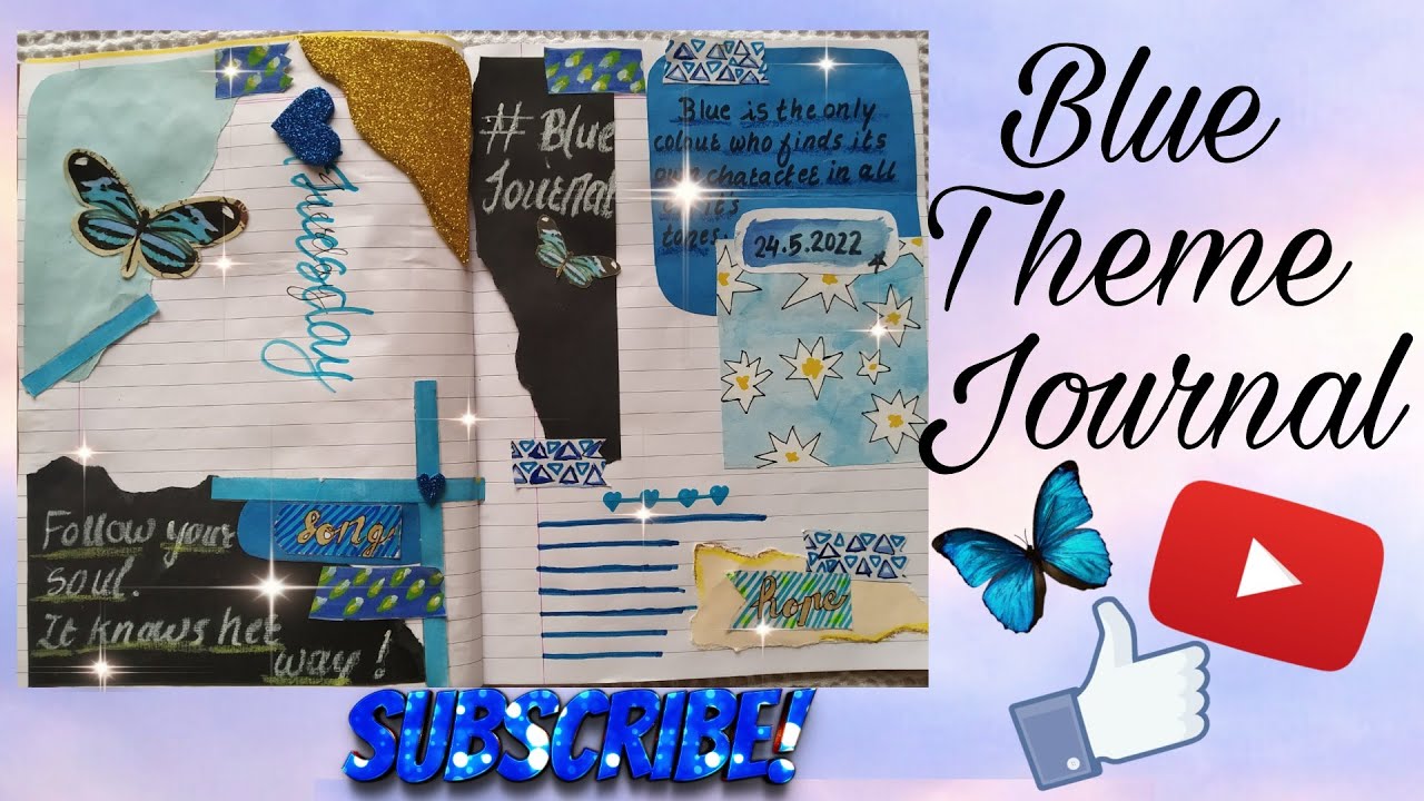 Blue Theme Journal 💙🔵💫| Journaling #2 | Journal With Moksha 💁💁| # ...