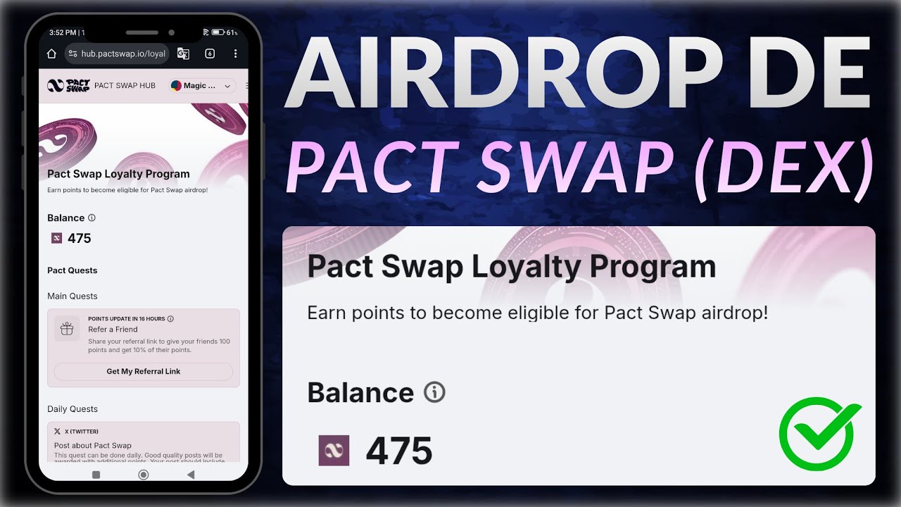 Airdrop de Pact Swap Dex Financiado con 5M Tareas Sociales Guía ...